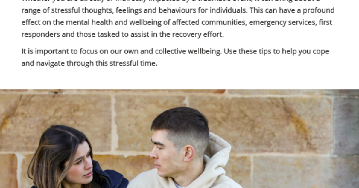 Looking after yourself and others following a traumatic event | Everymind